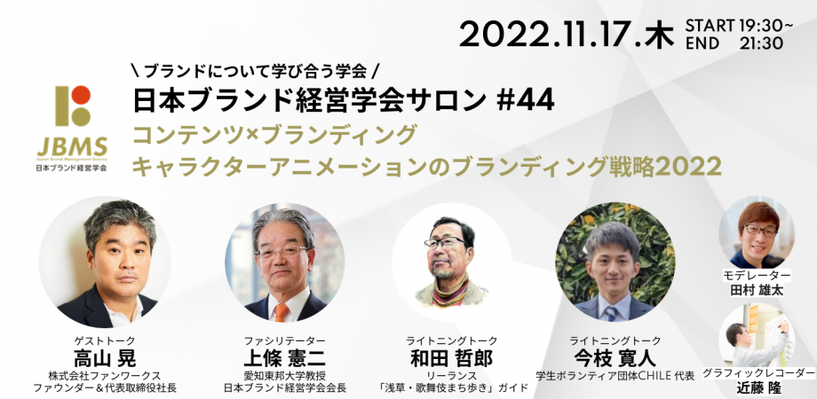 日本ブランド経営学会Salon #44『コンテンツ×ブランディング -キャラクターアニメーションのブランディング戦略2022-』 | Peatix