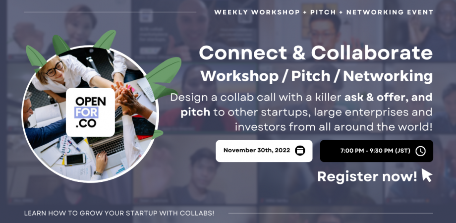 Connect & Collaborate Workshop / Pitch / Networking | Peatix