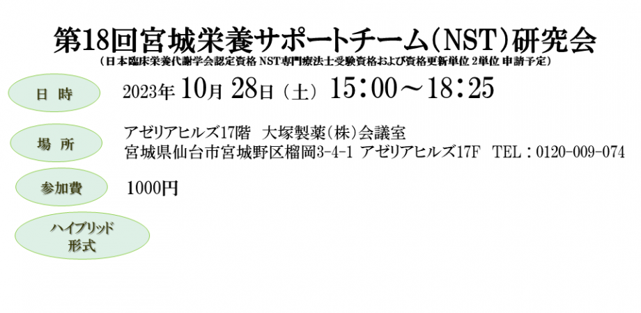 第18回宮城栄養サポートチーム（NST）研究会 | Peatix