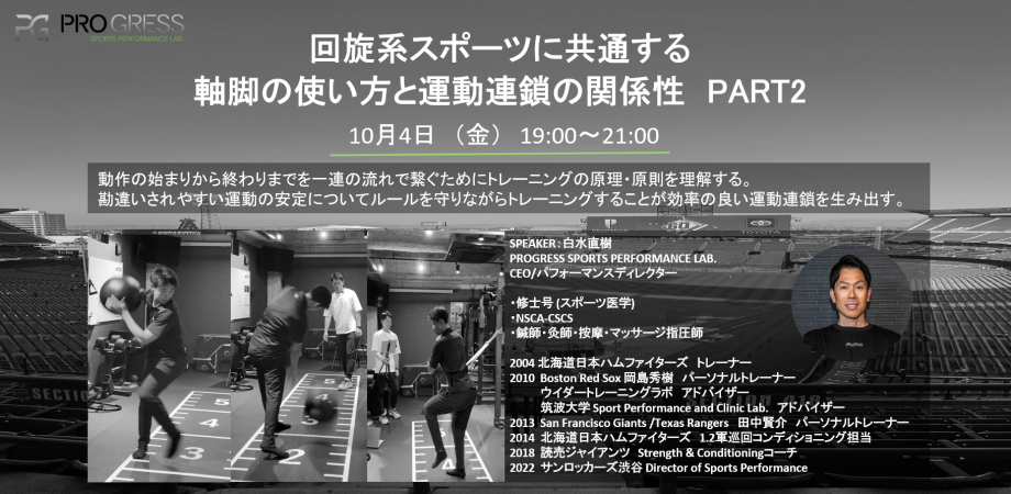 回旋系スポーツに共通する軸脚の使い方と運動連鎖の関係性 PART2 | Peatix