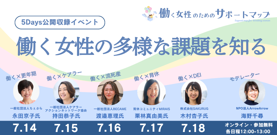 働く女性の多様な課題を知るー働く女性のためのサポートマップ公開収録イベント5days | Peatix
