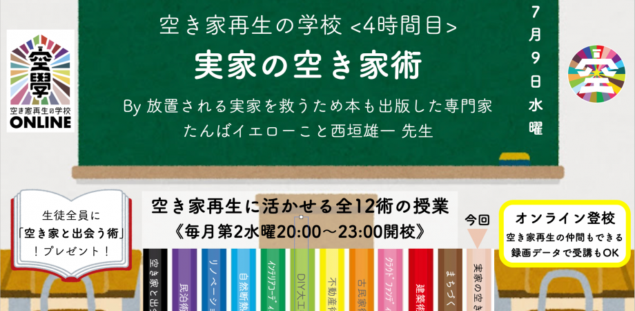 ★空き家再生の学校★4時間目は〜【実家の空き家】術 By 放置される実家を救うため本も出版した専門家、たんばイエローこと西垣雄一 先生 | Peatix