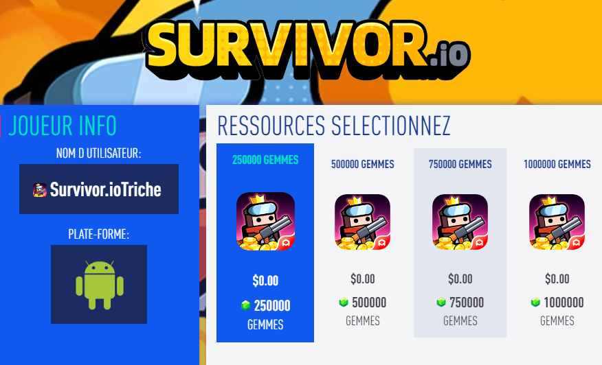 Survivor.io Triche Astuce Gemmes et Or Gratuit Android iOS | Peatix